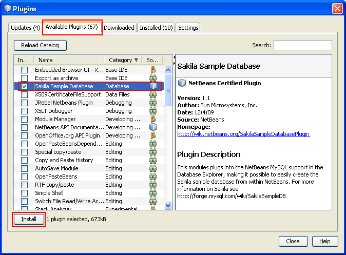 The Netbeans Plugs In Manager