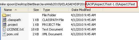 Java, Aspect Oriented Programming, Aspectj and Eclipse - the unzipped files and folders