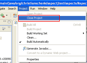 Java, Aspect Oriented Programming, Aspectj and Eclipse - closing the project