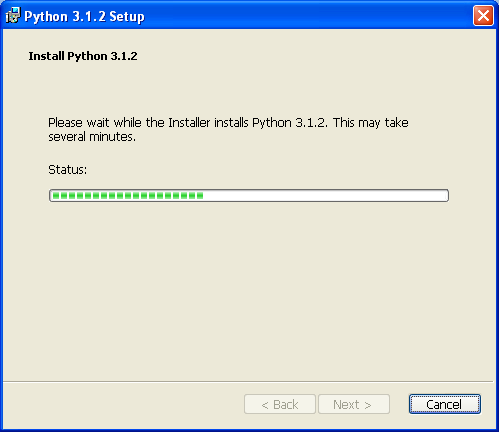 python for Windows installation start