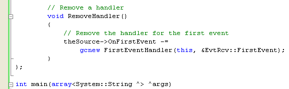 A tutorial and reference for C++ .NET Events, Event Source, event keyword, implementing the ...