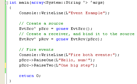 A tutorial and reference for C++ .NET Events, Event Source, event ...